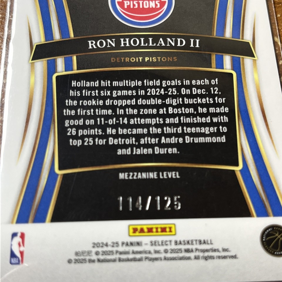 2024-25 Select Ron Holland White Prizm Parallel #114/125 Mezzanine Level Rookie | eBay