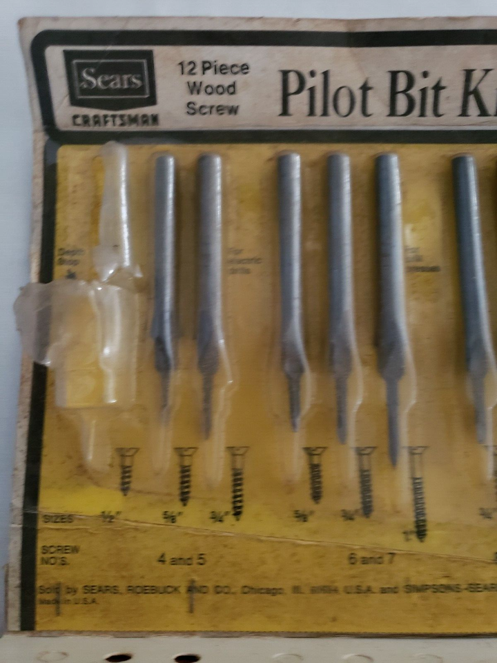 SEARS Craftsman Wood Screw Pilot Bit Kit Set 9-4201 New MISSING ...