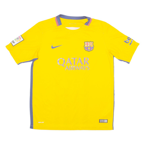 NIKE 2015-16 FC Barcelona Away Kit Mens Football Shirt Jersey Yellow XL ...