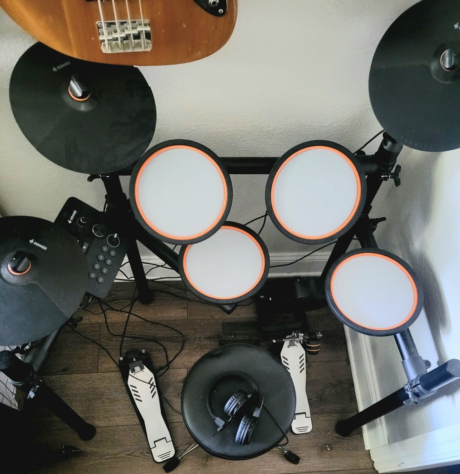 Donner DED-100 Electric Drum Set Throne Dual Zone Quiet Mesh Pad 425 ...