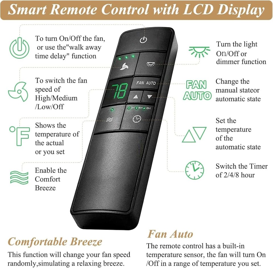 HD3 Ceiling Fan Remote Control Replacement for Hampton Bay Home Black ...