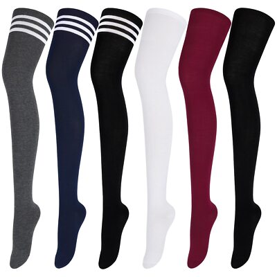 6 Pairs Extra Long Socks Long Boot Stockings Thigh High Socks for Women ...