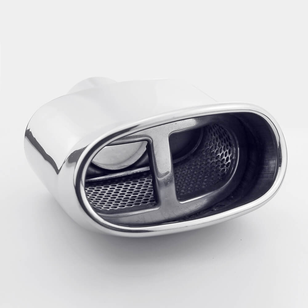 Turn Up Exhaust Tip 2.25" Inlet Resonated 5.67"x3" Oval Out Stainless ...