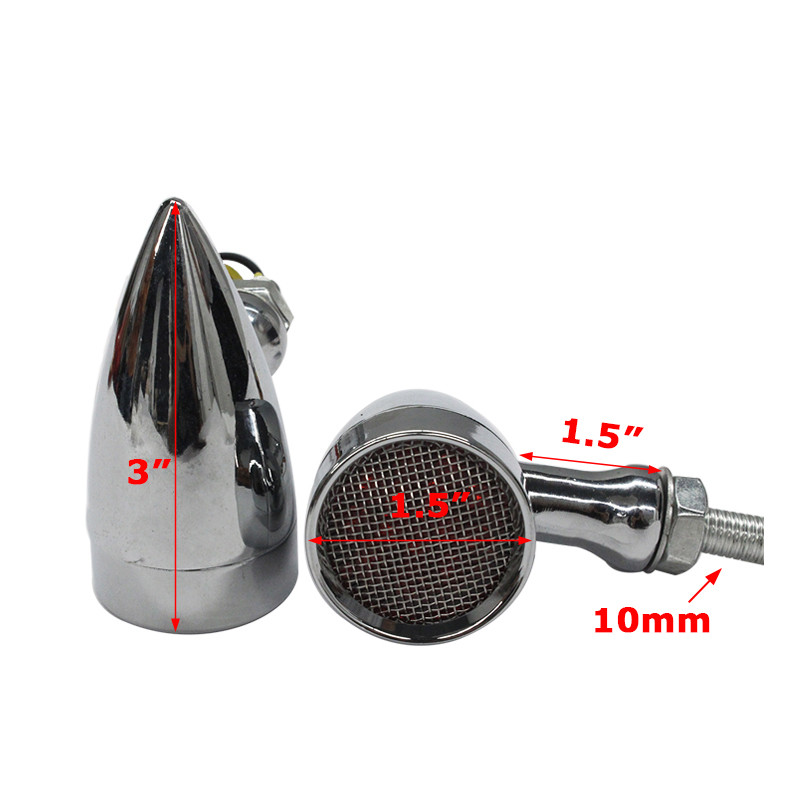 10mm 12V Mesh Cover Chrome AL Brake Running LED Turn Signals Amber ...