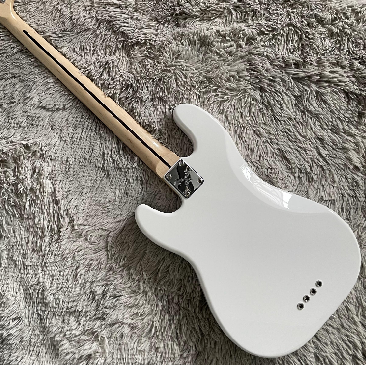 4-strings Bass Guitar White PB Bass Maple Fretboard Strings Thru Body ...