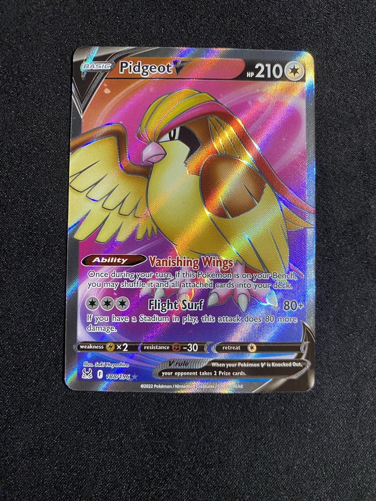 Pokémon TCG Pidgeot V Sword & Shield - Lost Origin 188/196 Holo Ultra ...