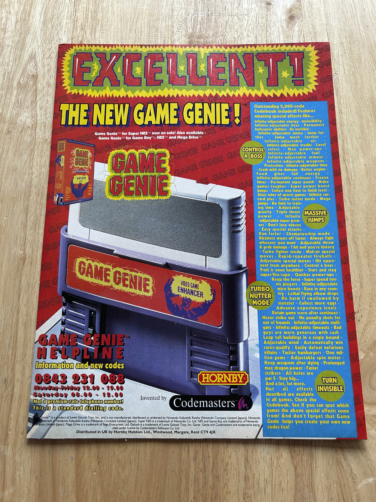 Vintage Super Nintendo Game Genie Original Advert Advertising | eBay