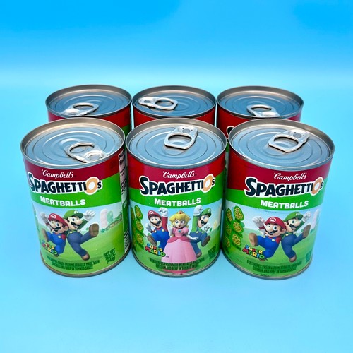 (6 Pack) SpaghettiOs Super Mario Bros Canned Pasta with Meatballs Luigi ...