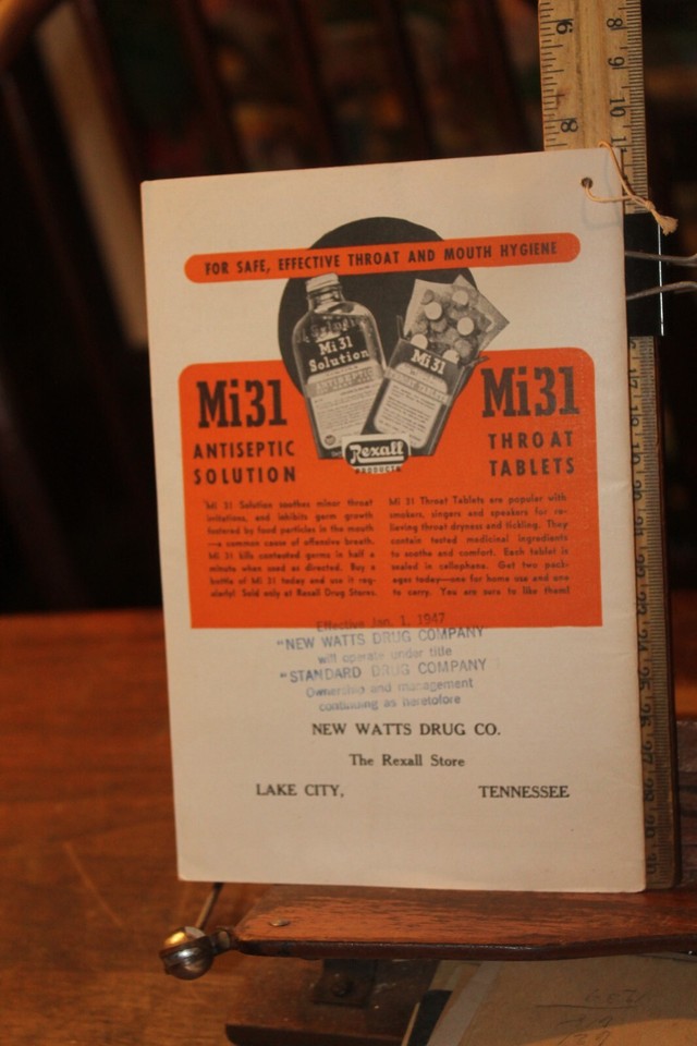 Vintage Lake City Tennessee Standard Drug Rexall 1947 Almanac Watts ...