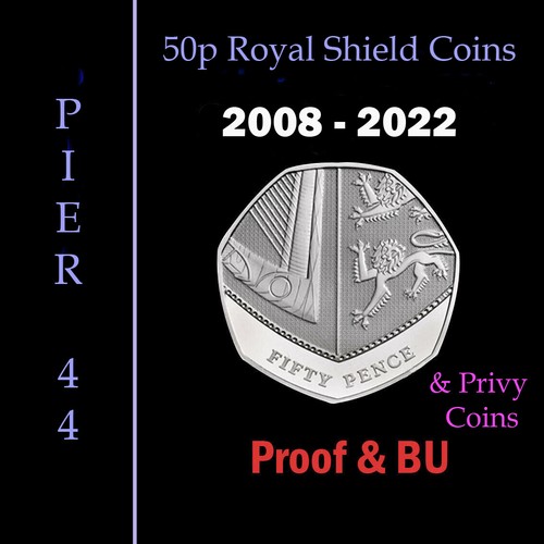 Royal Shield 50p Fifty Pence Coins 2008-2023 | PROOF & Brilliant ...
