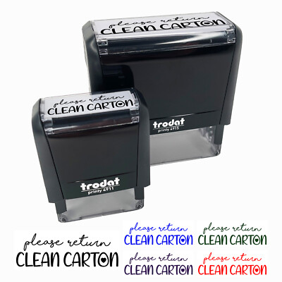 Please Return Clean Carton Egg Heart Detail Self-Inking Rubber Stamp ...