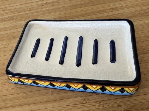 Deruta Italy Blue Rectangle Trinket Soap Dish Italian Pottery Signed ...