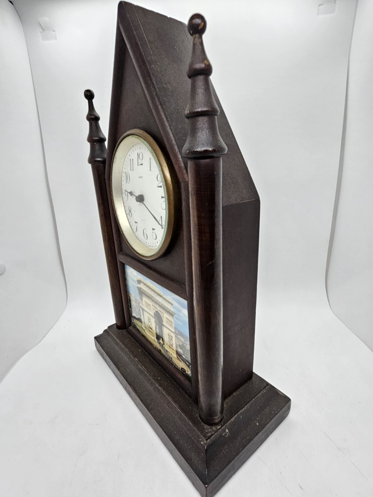 Antique Working 1920's NEW HAVEN 8 Day Mahogany Steeple Mantel Shelf ...