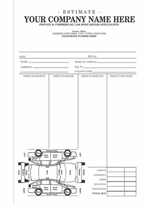 One A4 50 sets Duplicate Estimate Car Body Repair Book - NCR COLOUR ...