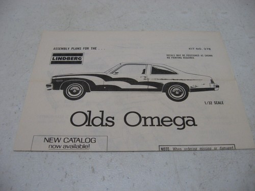 Instruction Sheet Only - Lindberg 1977 Olds Oldsmobile Omega Model Kit ...