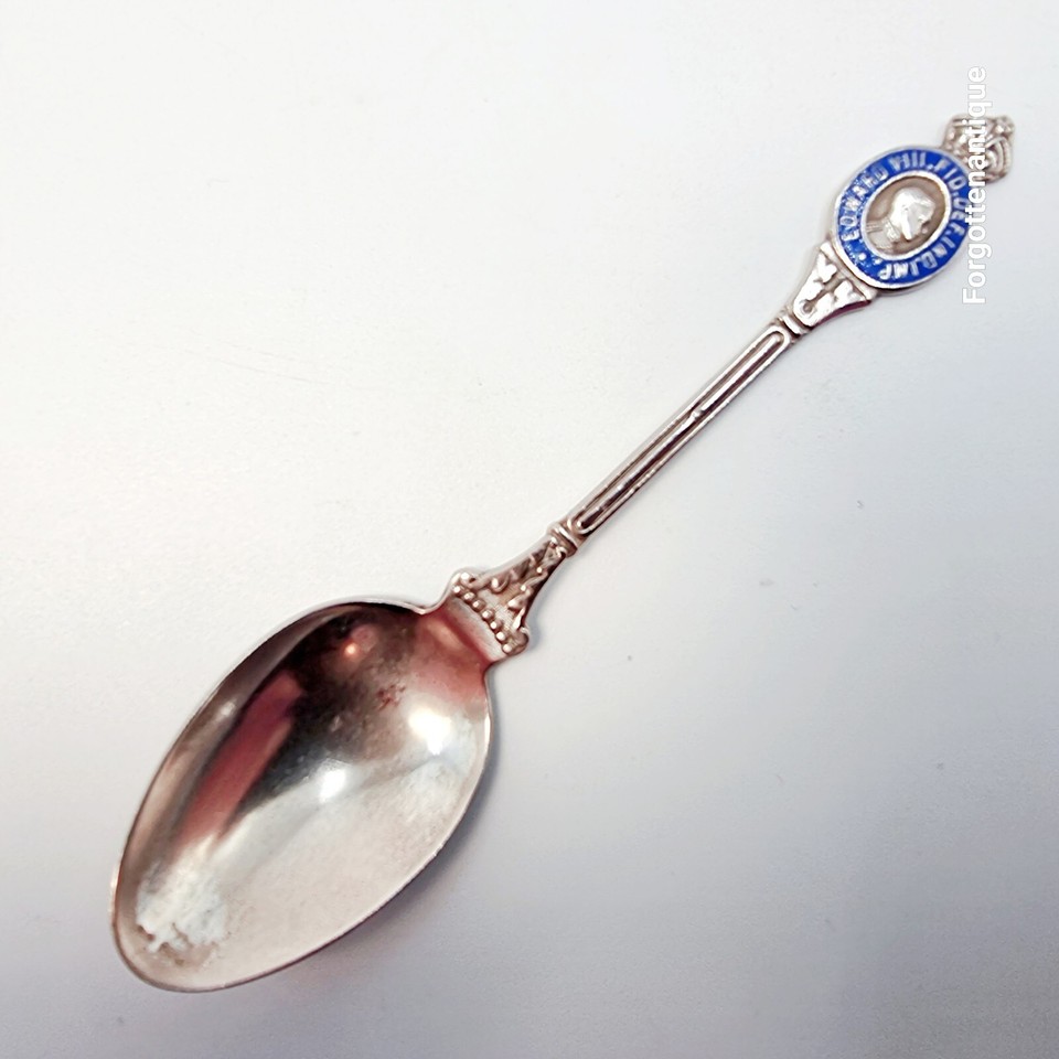 1936 EDWARD VIII ABDICATED KING CORONATION ENAMEL SOUVENIR TEA SPOON 4⅓ ...