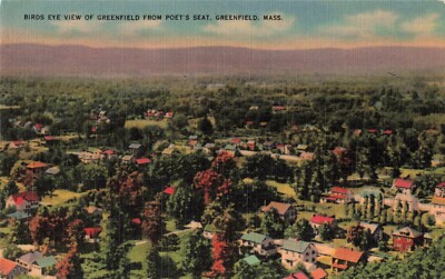 Postcard Bird's Eye View of Greenfield from Poet's Seat Massachusetts ...