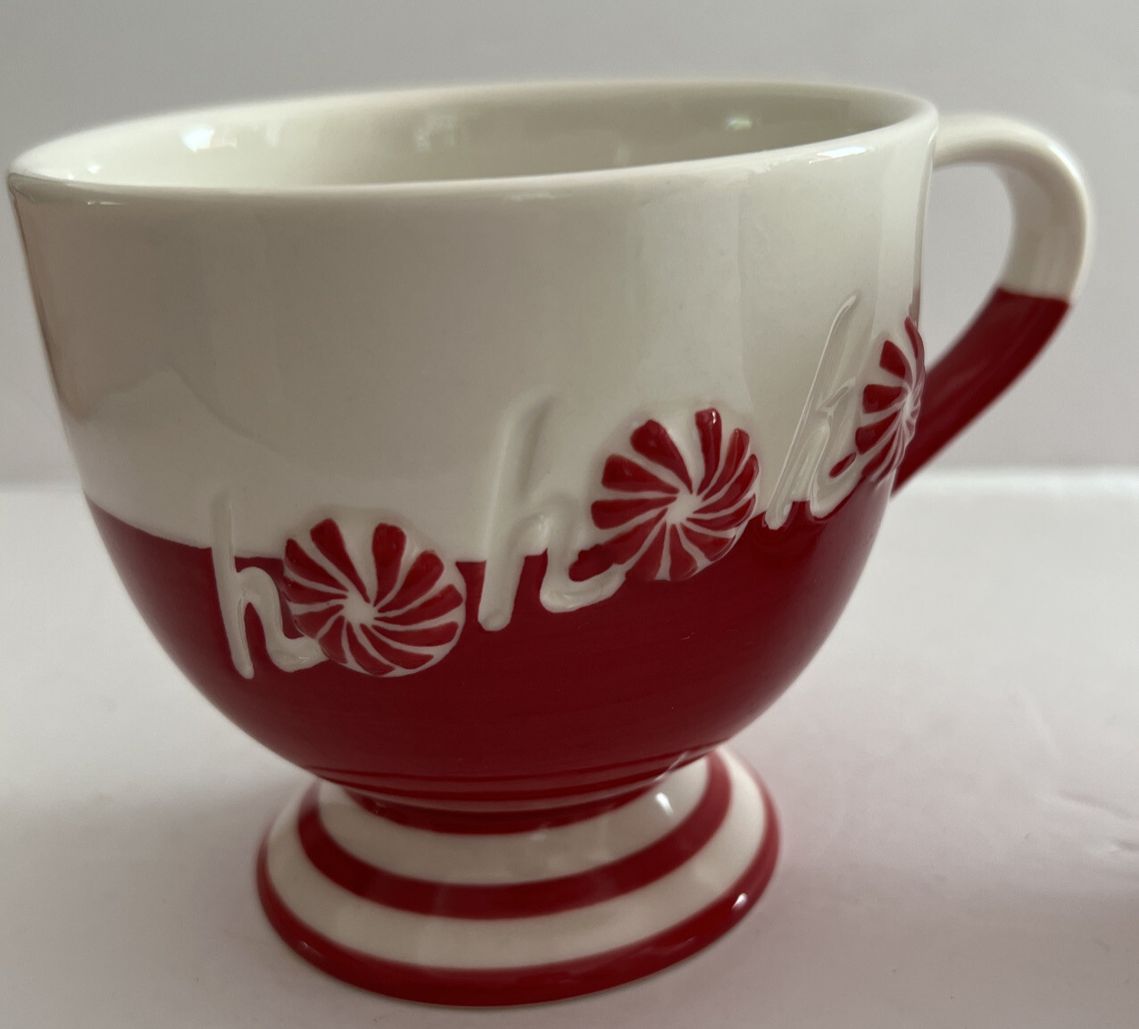 Set of 2 Starbucks Peppermint Footed Coffee Cup Mug 2007 Christmas ...