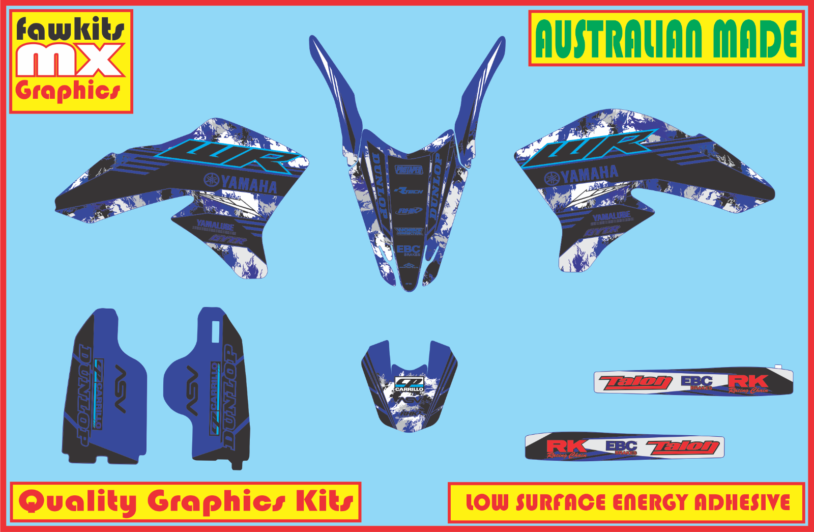 YAMAHA WR250R-WR250X 2008-2018 MX GRAPHICS KIT STICKER KIT STICKERS ...
