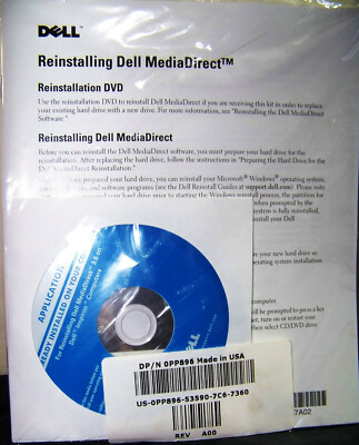 DELL MediaDirect 3.5 Reinstall DVD W/ Owner's Manual, # 0PP896 NEW ...