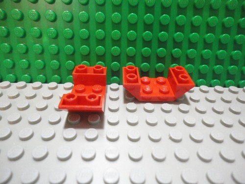 Lego 2 Red 4x2 Double Inverted brick block Slopes with cut out NEW | eBay