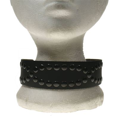 Gothic Punk 2 Row Oval Pattern Black Rivet Leather Neckband NB271 | eBay UK