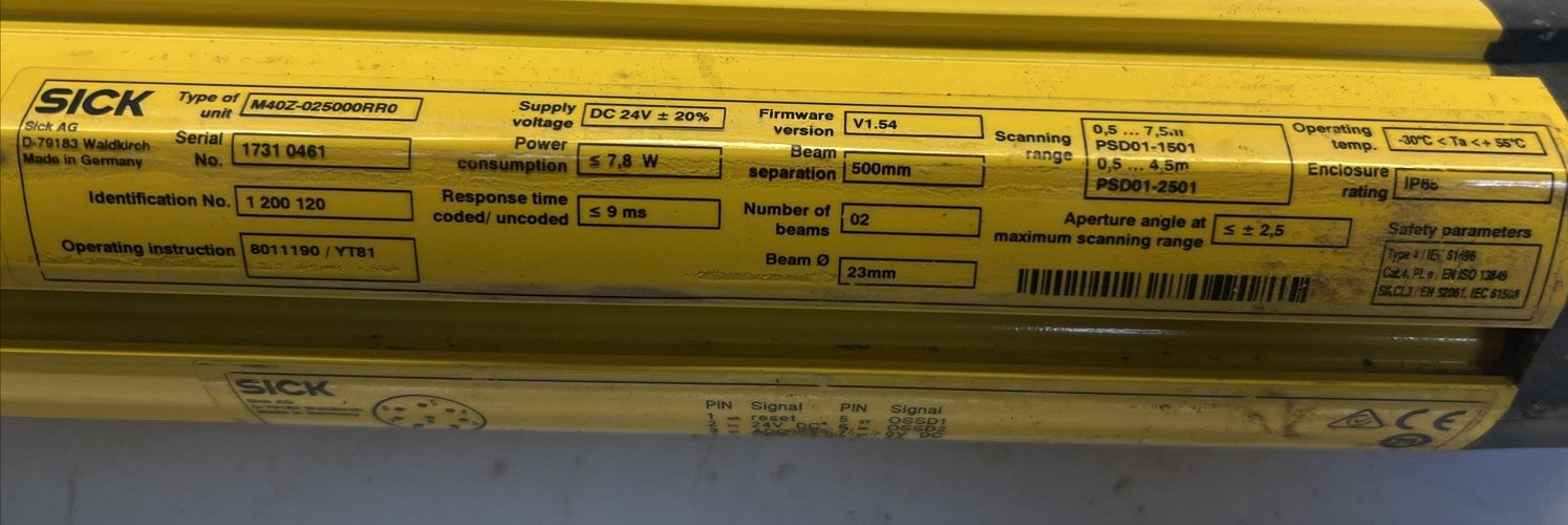 SICK M40Z-025000RR0 | 1200120 Sicherheitslichtschranke | M4000 Standard ...