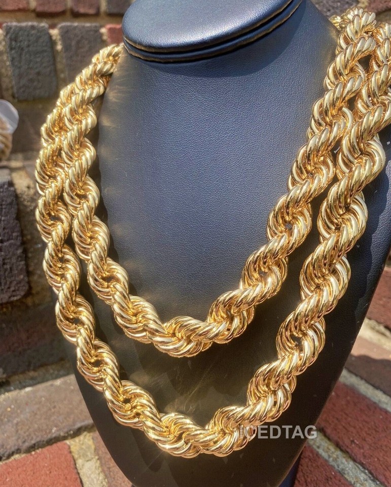 Hip Hop Gold Plated Hollow Chunky Rope Dookie 16 MM 24-30" Retro Chain ...