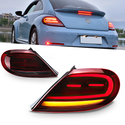 For VW Beetle 2013-2019 Red LED Tail Lights w/ Sequential Turn Signal ...