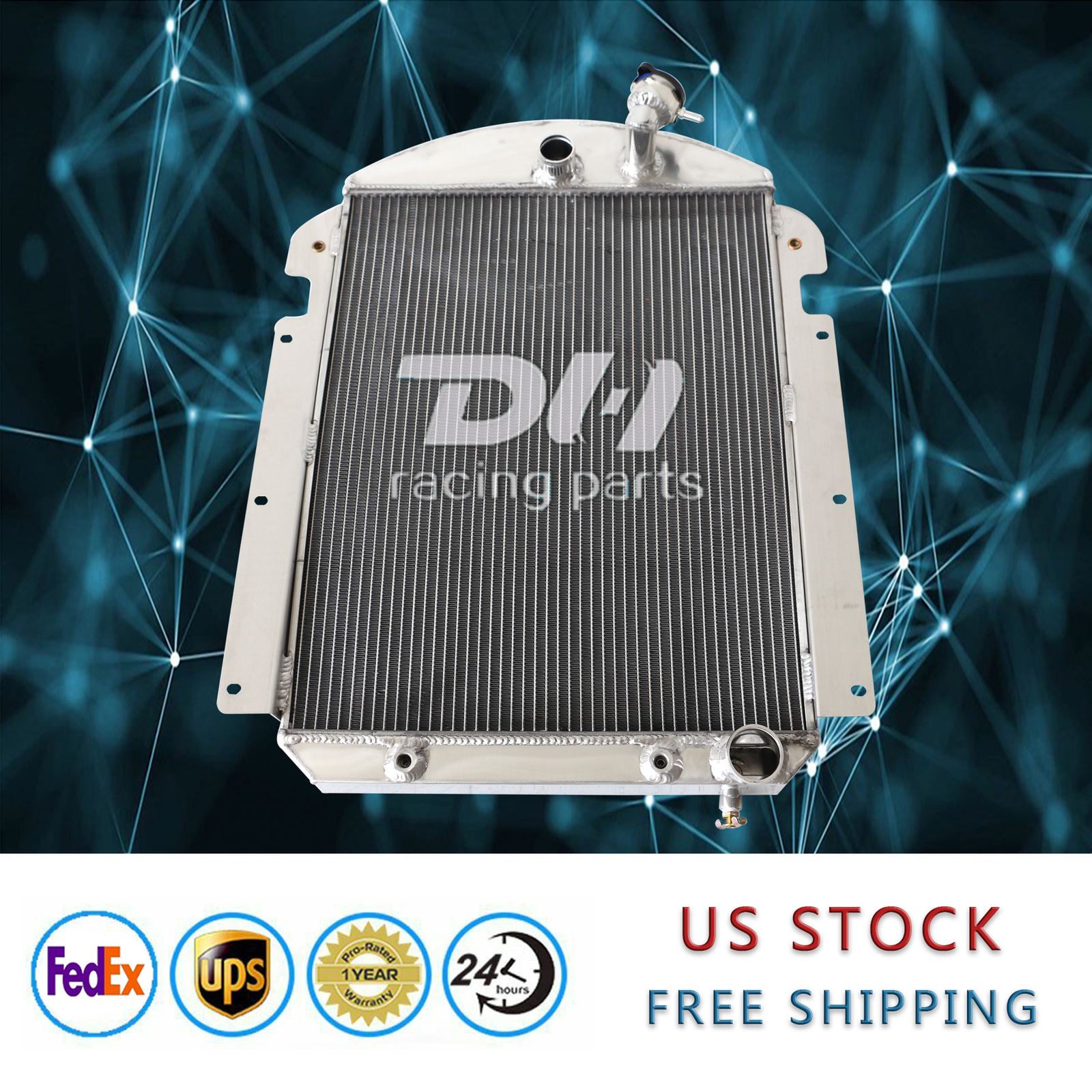 3Core Polished Radiator Fit Chevy 1939 JC JD VA/1940 KC KD KF KP WA V8 ...