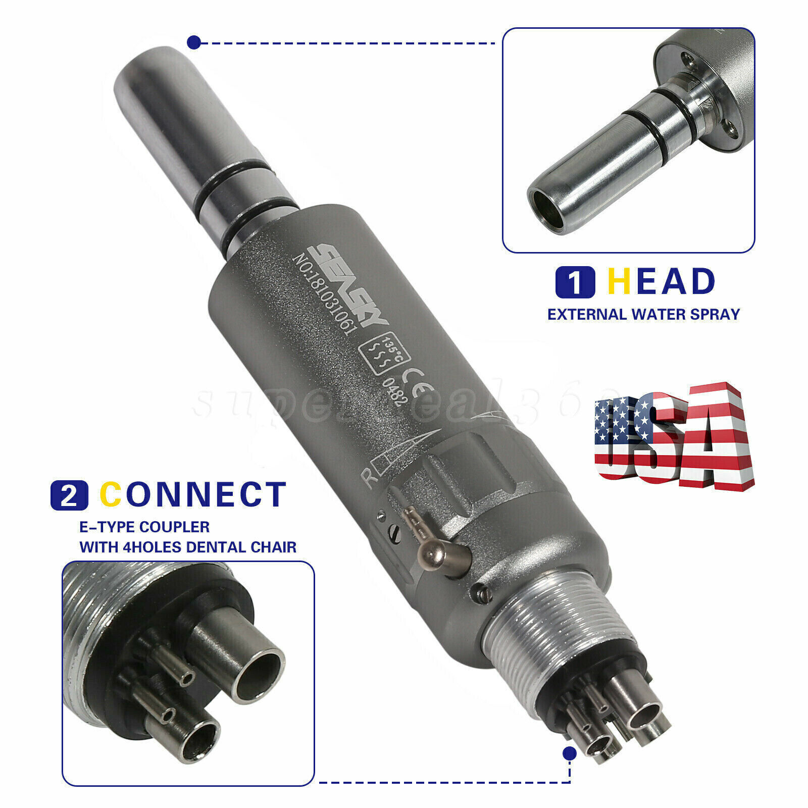 NSK Style Dental Slow Low Speed Handpiece Air Motor E-type 4 Holes ...