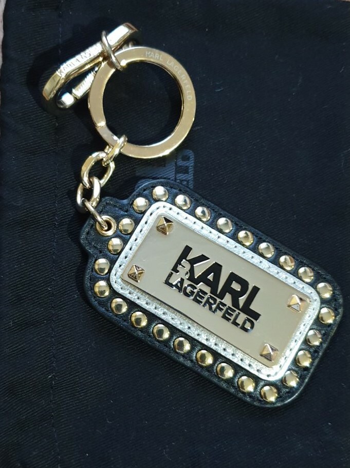 Original Karl Lagerfeld - Black & Gold Leather Keychain, RRP £69 | eBay