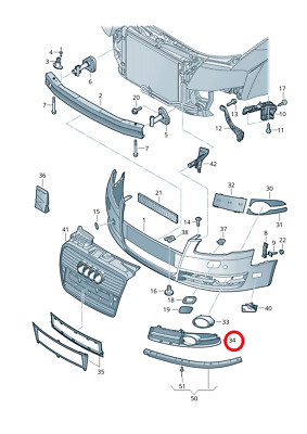 Original VW/Audi 8E0807682F01C Air Vent, Bumper Front Right A4 B7 ...