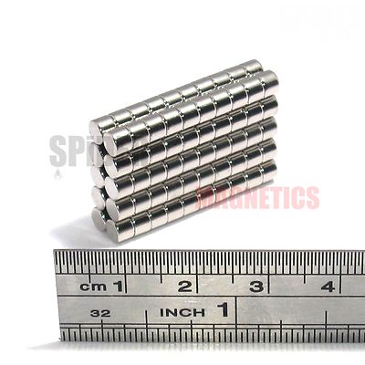 100 Magnets 4x3 mm Neodymium Disc small round craft fridge magnet 4mm ...