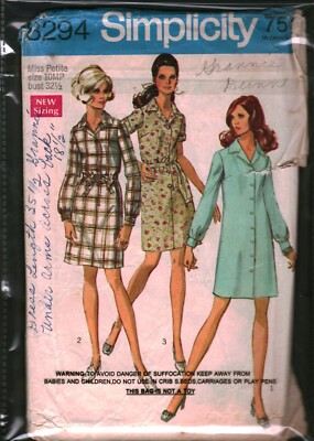 8294 Vintage Simplicity SEWING Pattern Misses 1960s ShirtDress Dress ...
