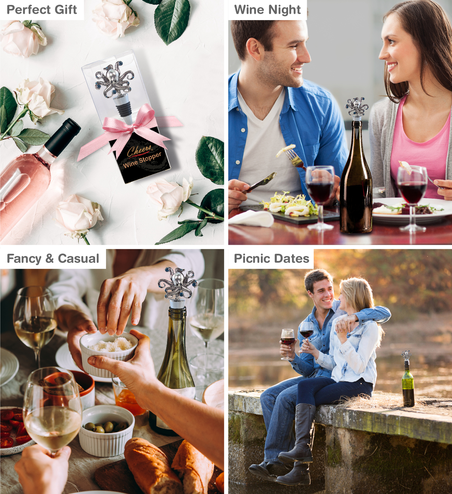 Cheers Octopus Metal Wine Stopper - Vacuum Seal Airtight Leak Proof ...