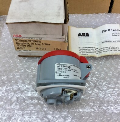 ABB AC520R6S 4 POLE 5 WIRE PIN & SLEEVE RECEPTACLE 20A 380/415V NEW IN ...