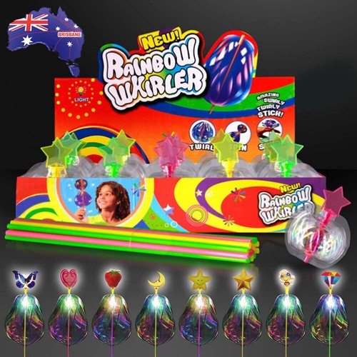 16pcs Light Up Flashing Magic Rainbow Bubble Whirler Party Gift Toy AU ...