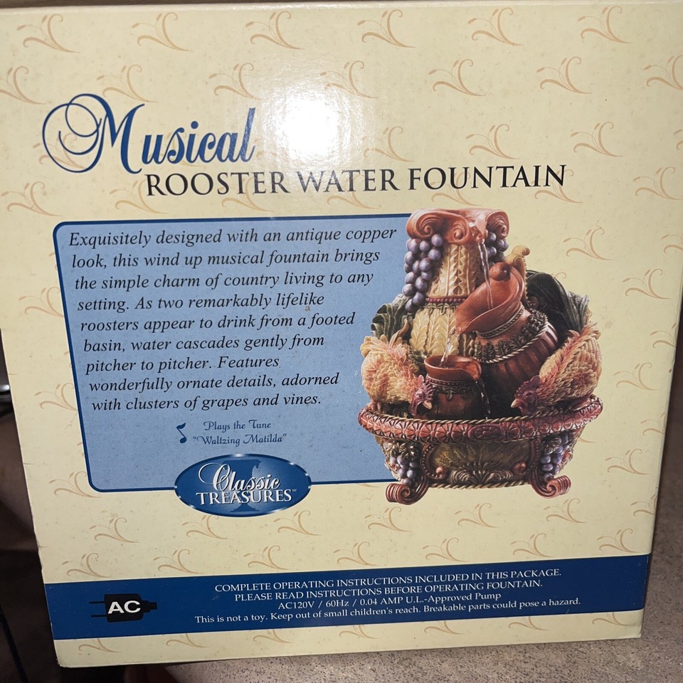 Classic Treasures Wind-Up Musical Rooster Water Fountain "Waltzing ...