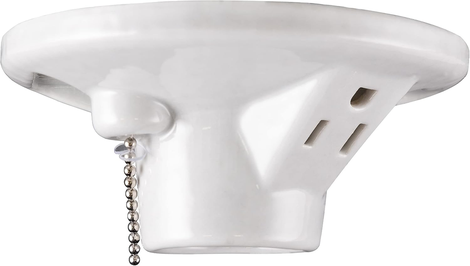Porcelain Light Socket with Outlet and Pull Chain Light Fixture, Light ...