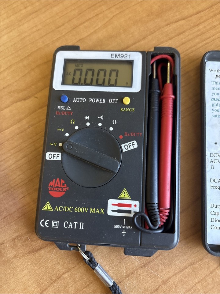 Mac Tools Digital Multimeter EM921 Tested Works Great | eBay