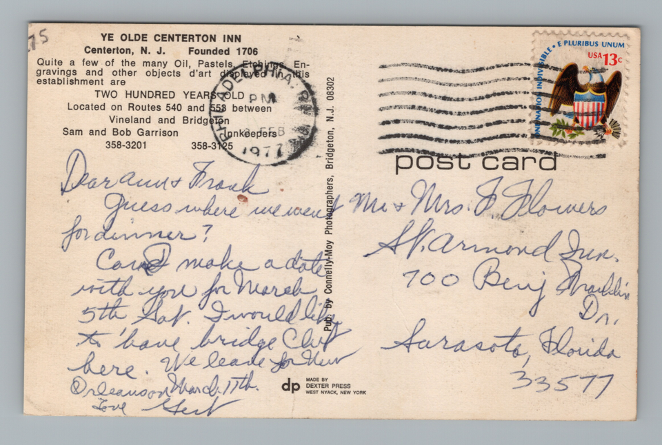 Postcard Ye Olde Centerton Inn Centerton New Jersey *A3916 | eBay