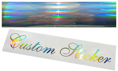 Custom Text Name Personalised Font Slogan Neo Hologram Chrome Stickers ...