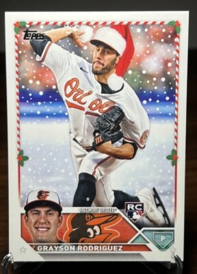 Grayson Rodriguez 2023 Topps Holiday Baseball Card Santa Hat Rookie SP ...