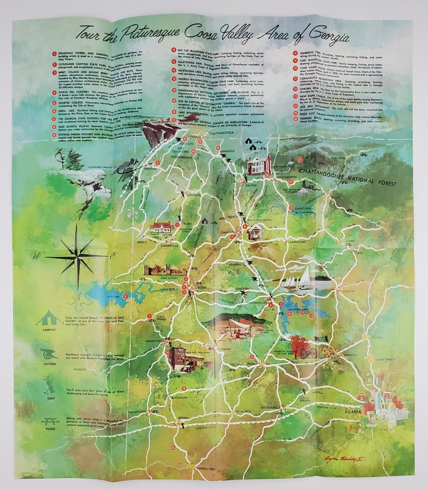 1950s Coosa Valley NW Rome Cloudland Kennesaw Georgia GA Vintage Travel ...