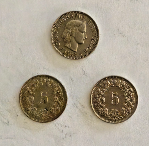 3 x SWITZERLAND/HELVETIA - 5 Rappen Coin 1954, 1957 & 1962 | eBay