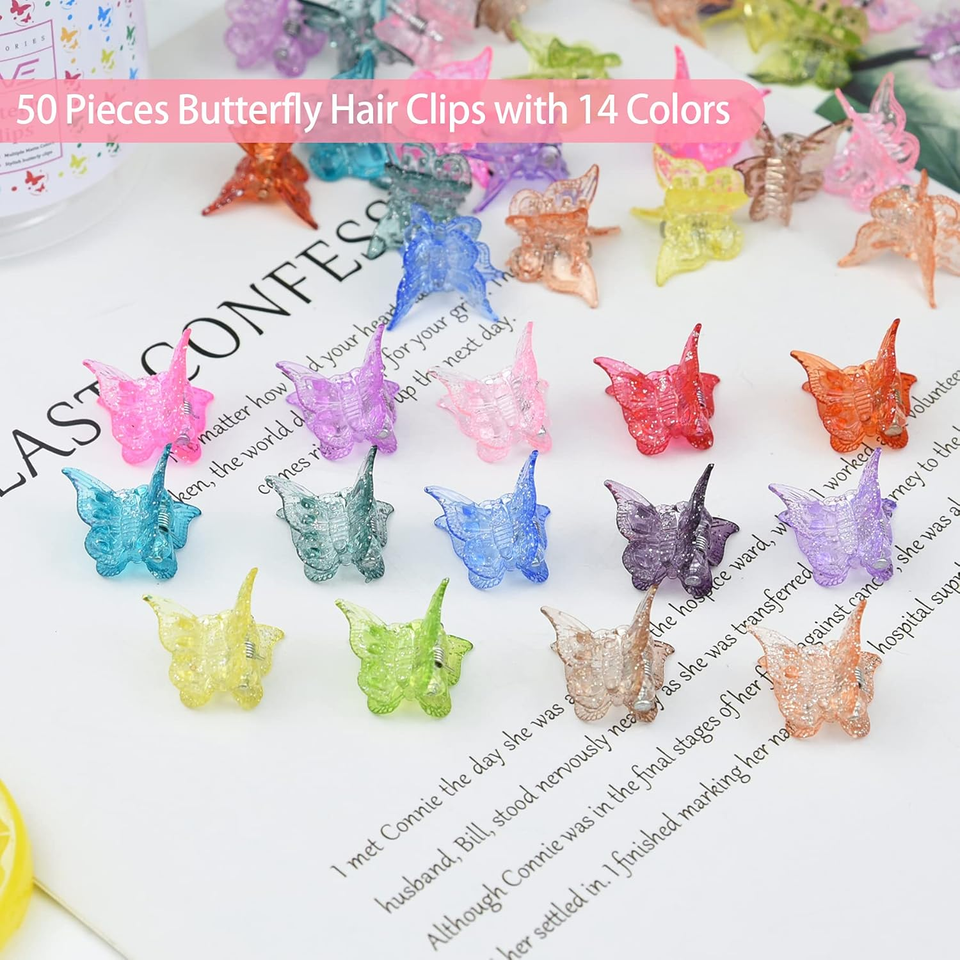 Sparkly Mini Butterfly Clips, Glitter Colorful Mini Hair Claw Clip for ...