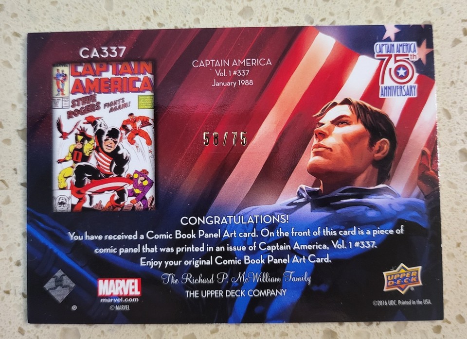 Marvel Captain America 75th Anniversary Comic Cuts Panel US Agent Capt ...