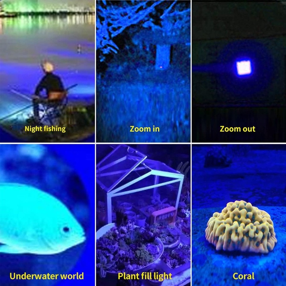 4 Color Light Source Flashlight 1000LM Hunting LED Light Zoom Torch USB ...