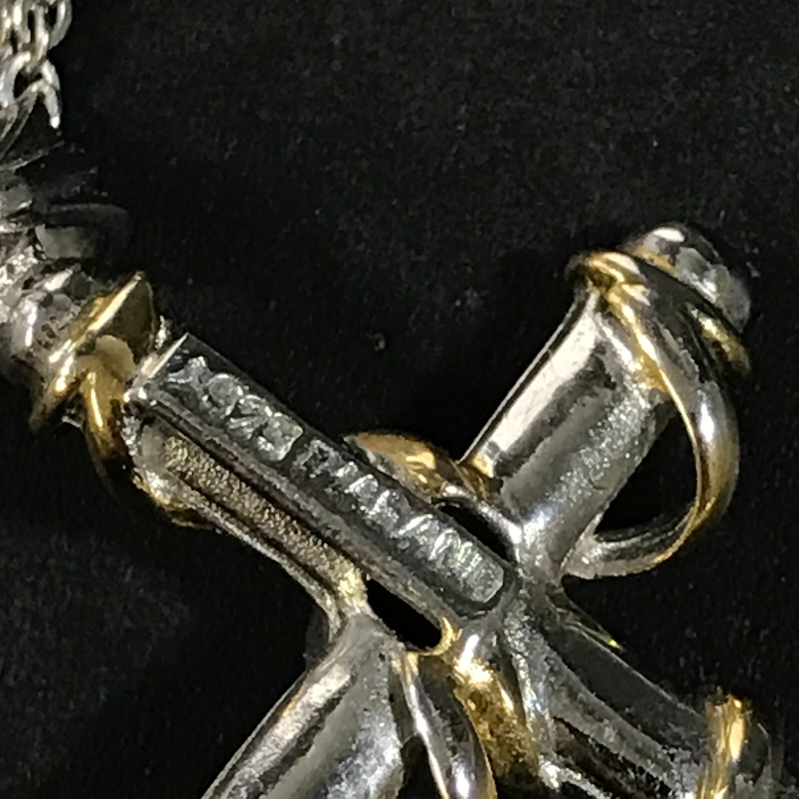 Sterling Silver Loop Chain Necklace 1/16" Signed Cross Pendant Purple ...